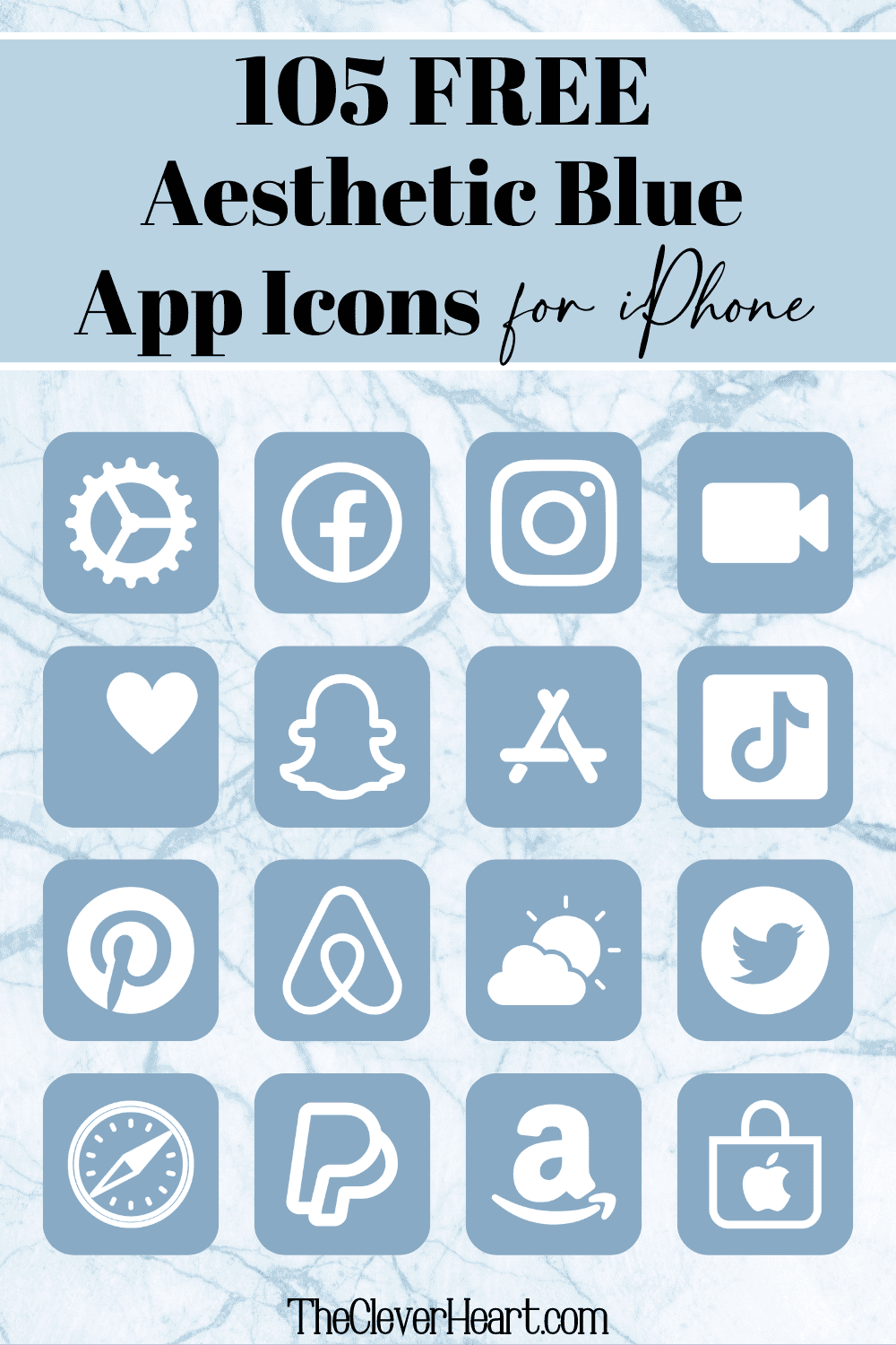 105 Free Aesthetic Blue App Icons For Your Phone - The Clever Heart