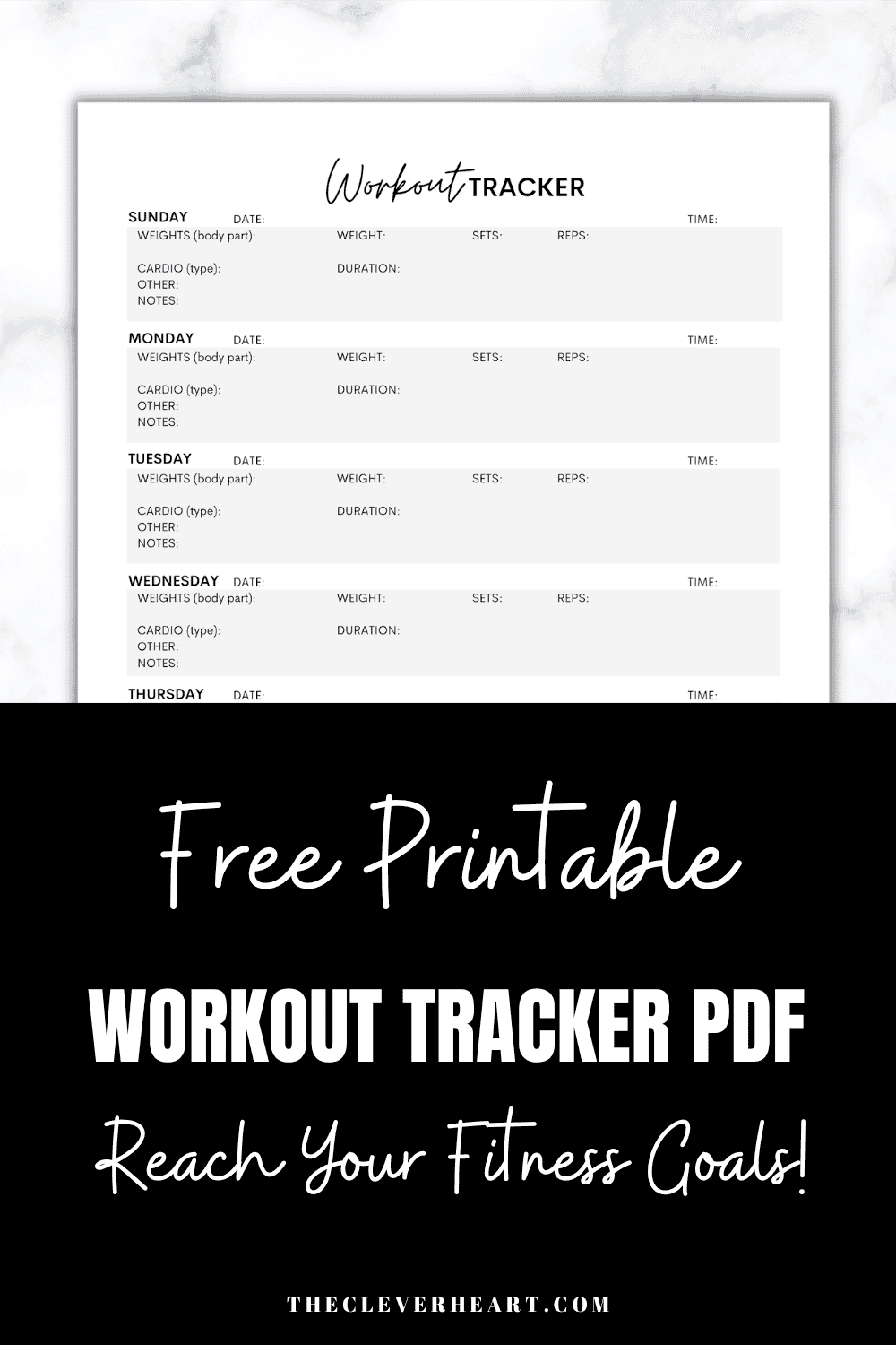 Free Workout Tracker Printable PDF | Accomplish Your Fitness Goals ...