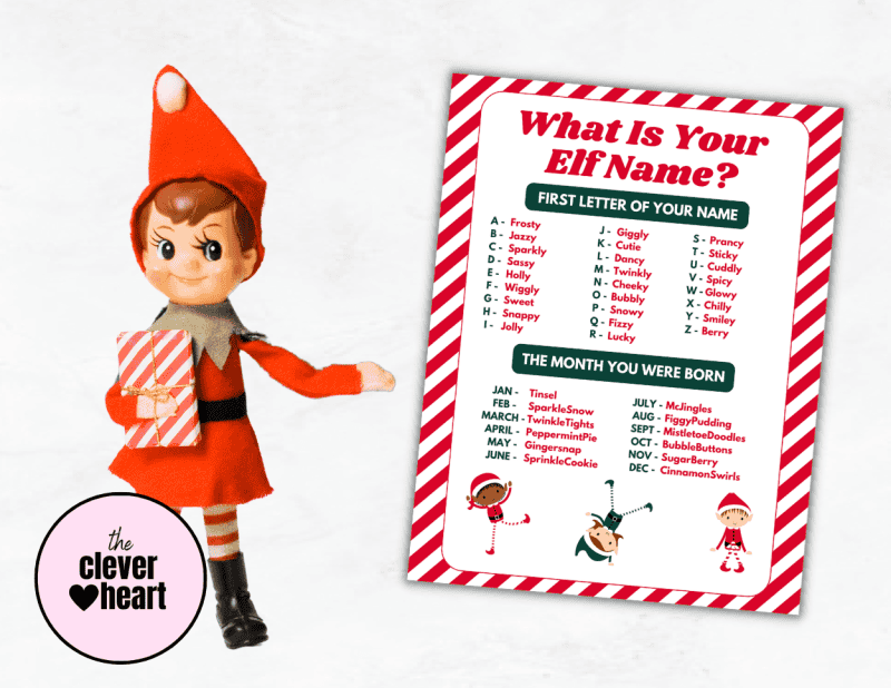 Fun & Free Christmas Elf Name Generator Printable - The Clever Heart