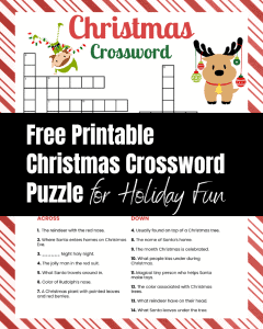 Free Printable Christmas Crossword Puzzle Perfect for the Holidays ...