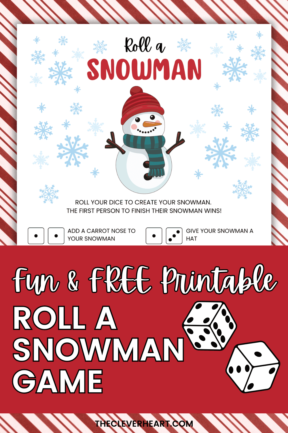 Free Printable Roll a Snowman Dice Game - The Clever Heart