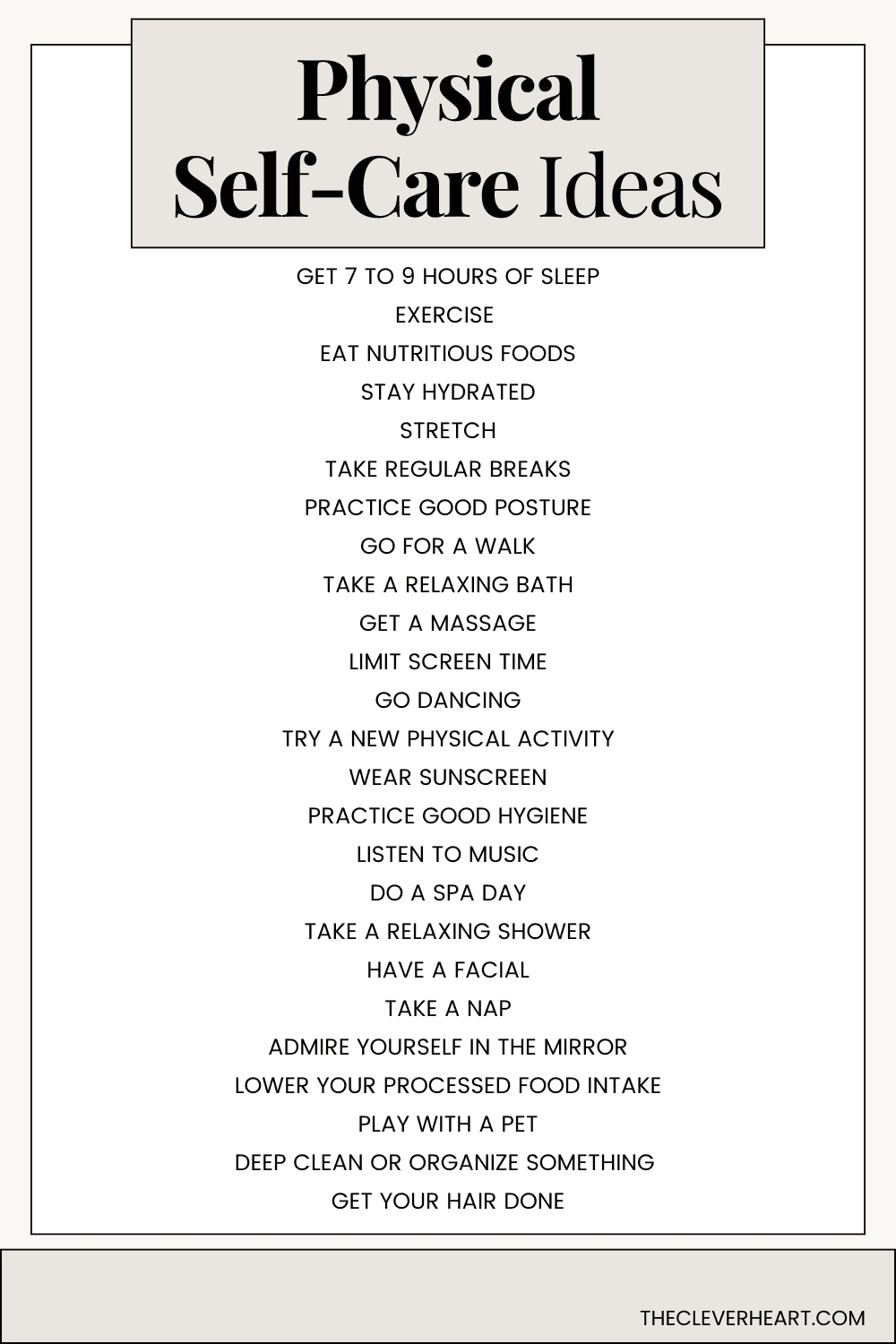 100 Simple Self-Care Ideas (Free Printable Checklist) - The Clever Heart