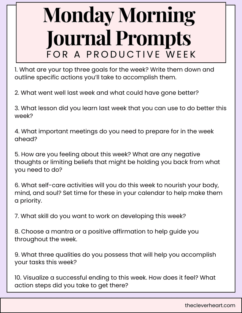 100 Simple Morning Journal Prompts for a Great Day - The Clever Heart